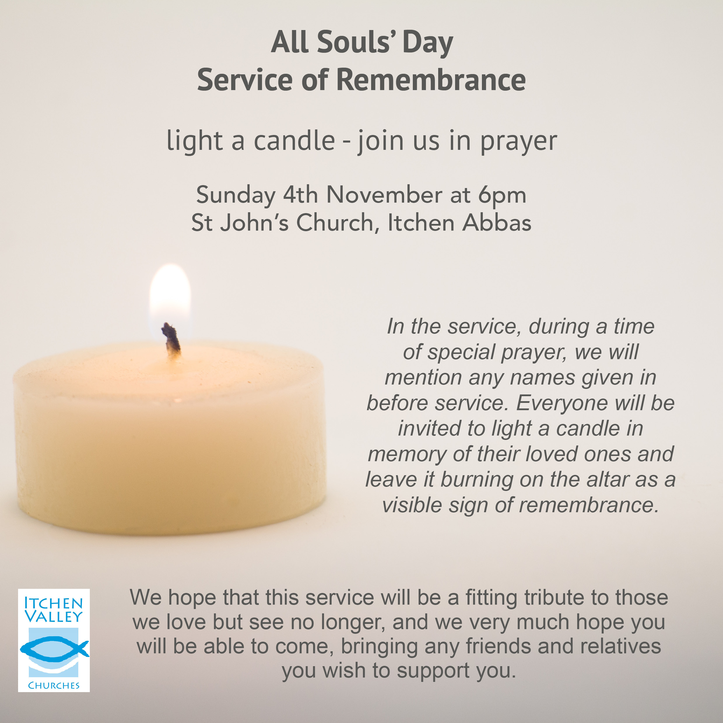 All Souls Service on Sunday 4th November 6pm at St John’s Itchen Abbas ...