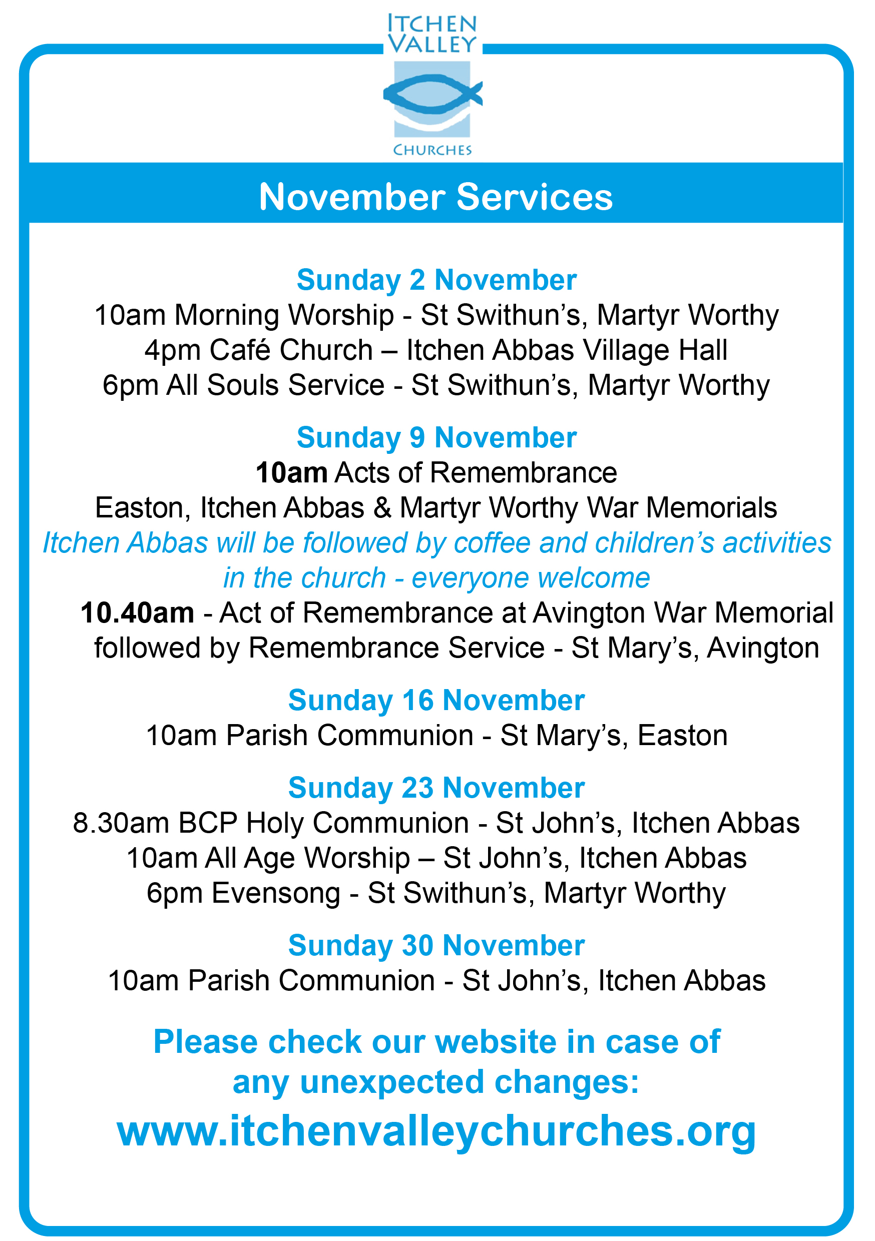 Church Matters – Sunday 16 November | Itchen Valley Churches