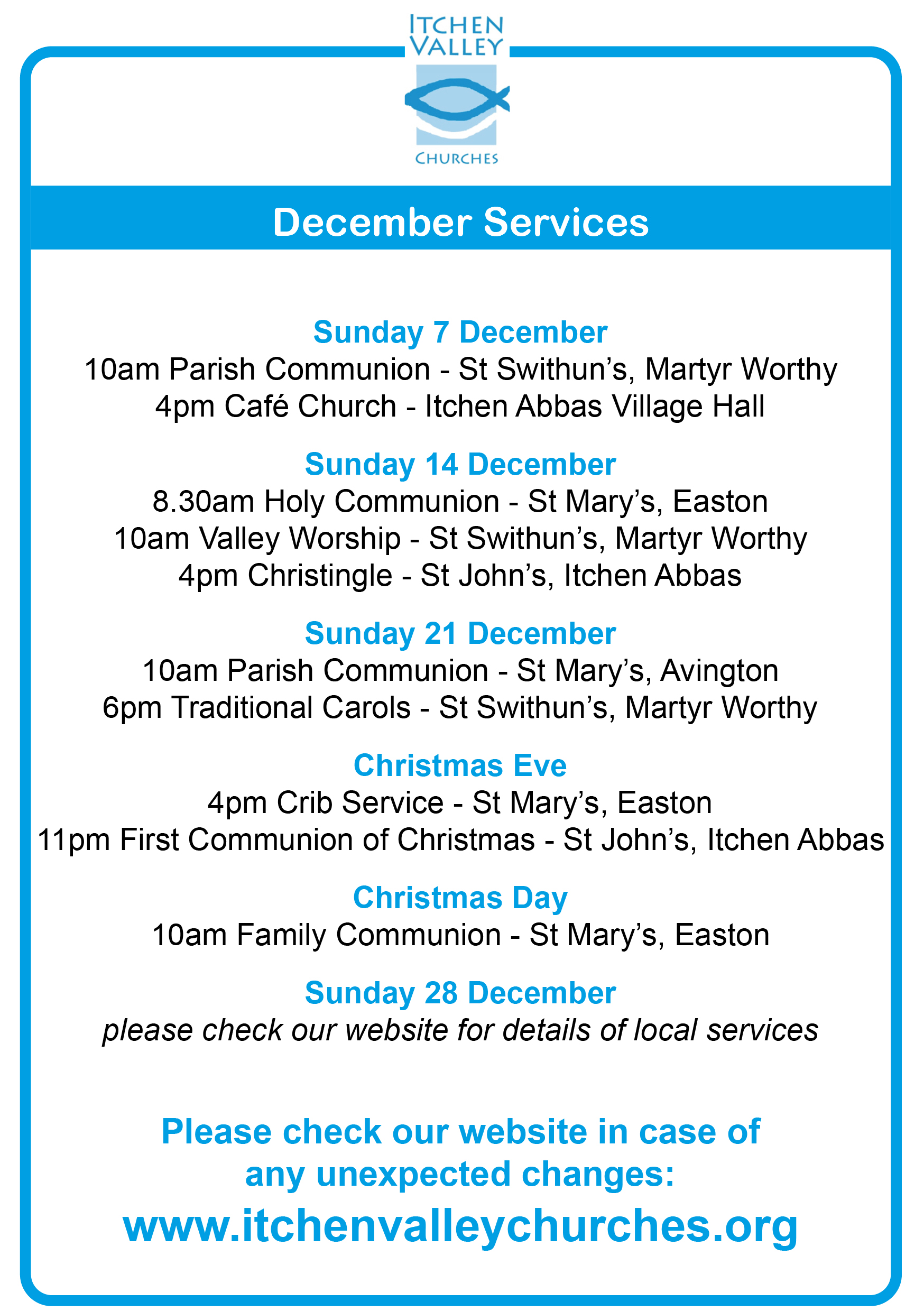 Church Matters – Sunday 30 December | Itchen Valley Churches